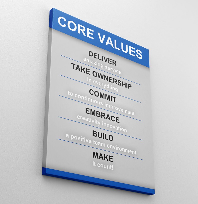 Company Core Values Office Decor Motivational Wall Art Canvas - Etsy