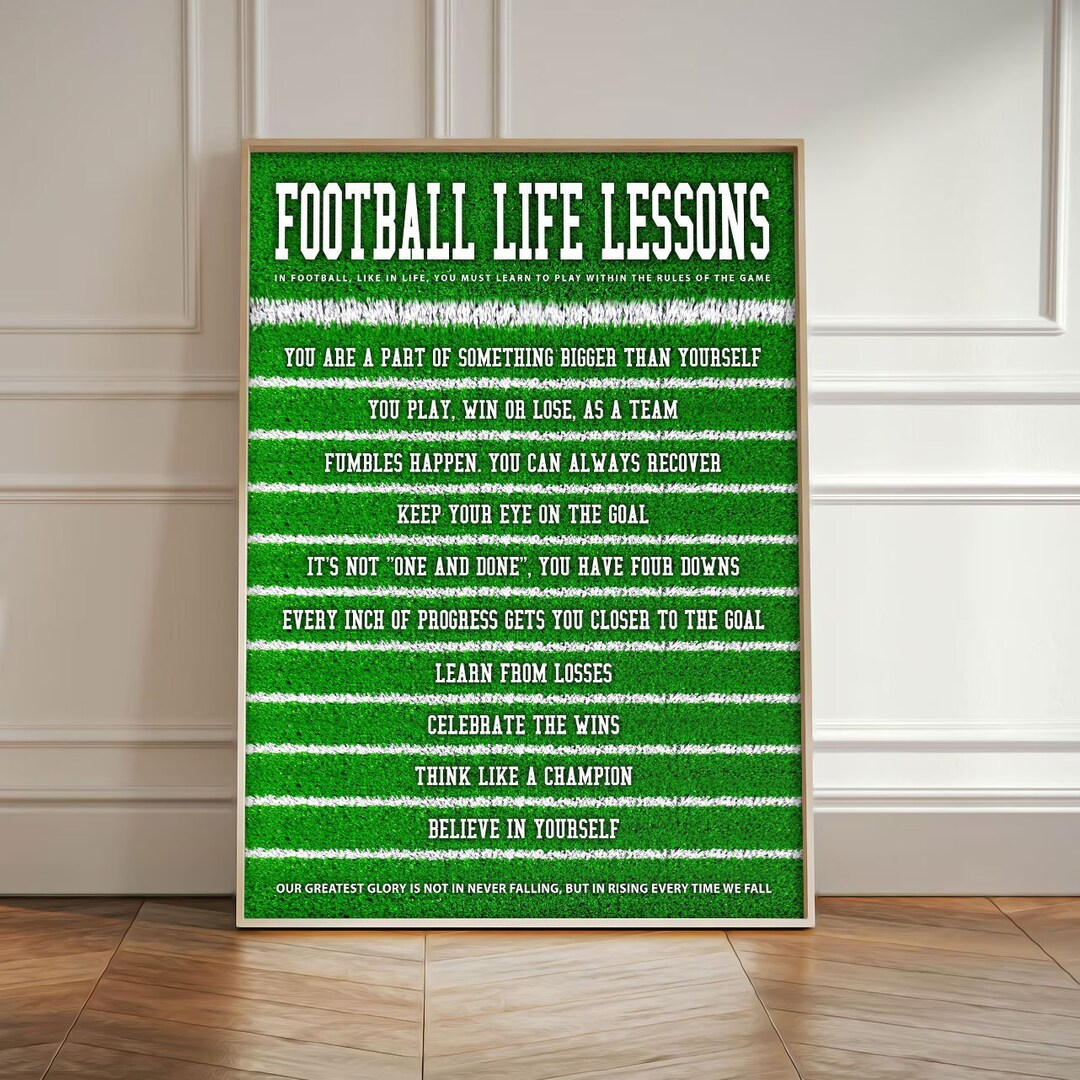 Football Life Lessons Wall Art | Motivational Football Poster | Sports ...