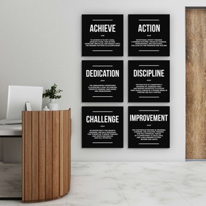 6x Improvement Motivational Wall Printable Discipline Canvas Dedication ...