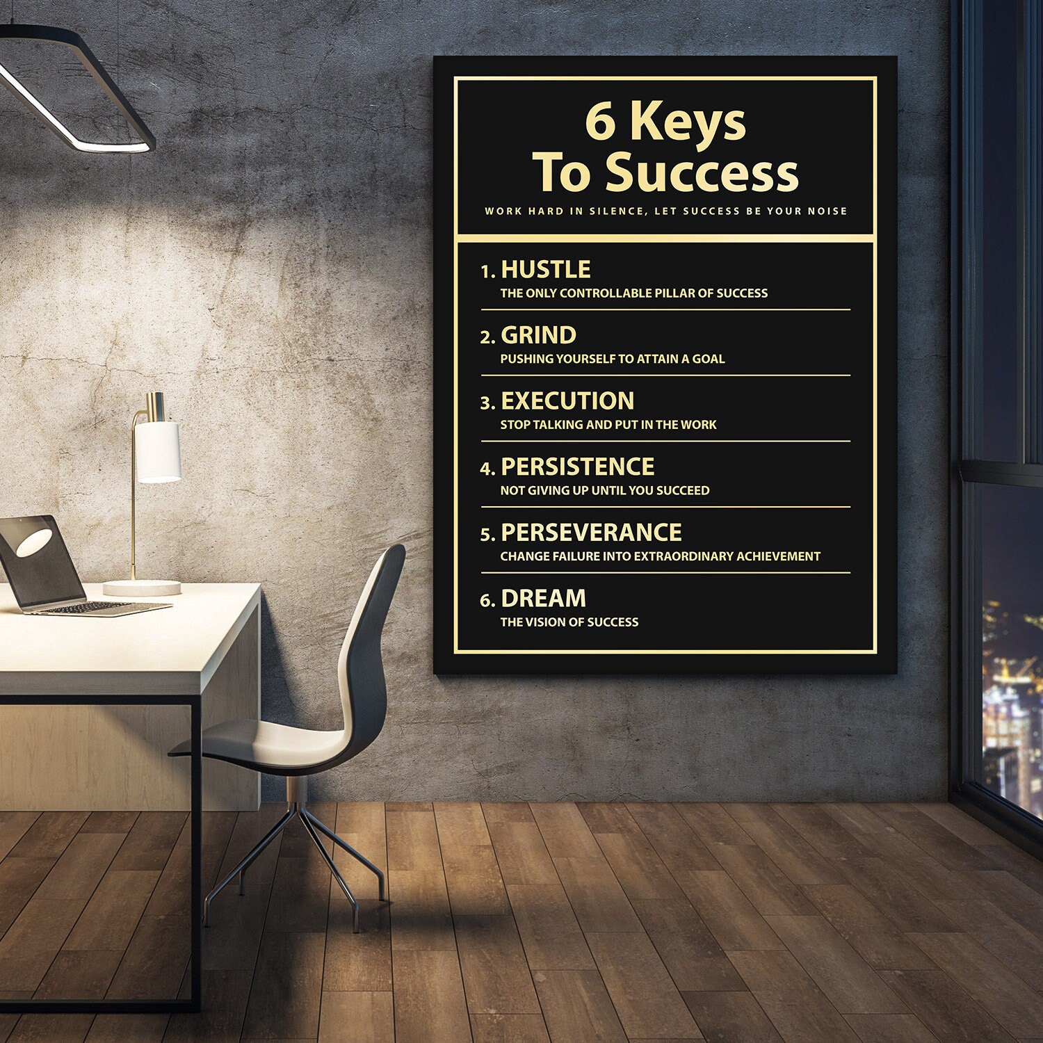 6 Keys to Success Wall Art Motivational Modern Art Canvas | Etsy