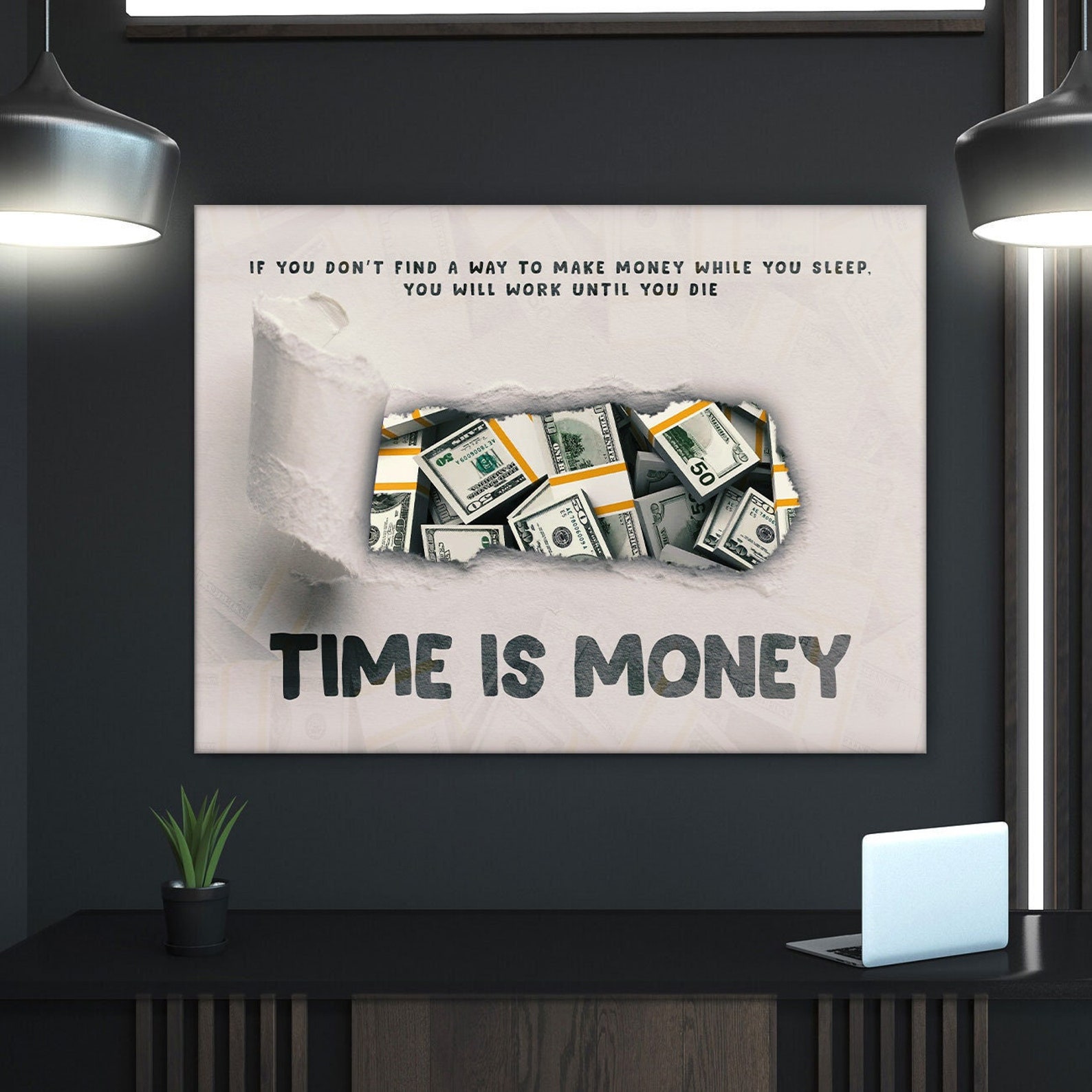 Time is Money Quote Motivational Wall Art Investor Office - Etsy