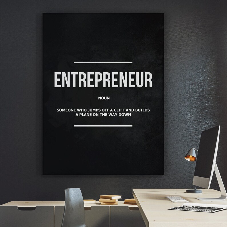 Entrepreneur Noun Definition Print Canvas Wall Art Office - Etsy