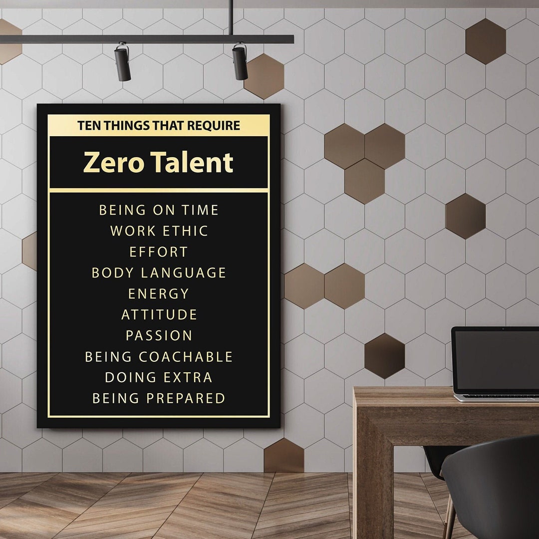 Zero Talent Inspirational Modern Art Canvas Print Wall Art Office Decor ...