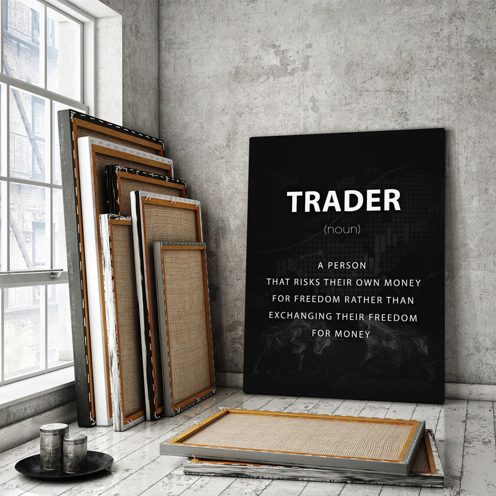 Framed Wall Art for Wall Decor - Trader Noun Definition Stock Market ...