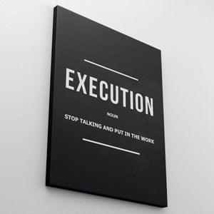 Execution Inspirational Canvas Print Motivational Wall Office Decor Art ...