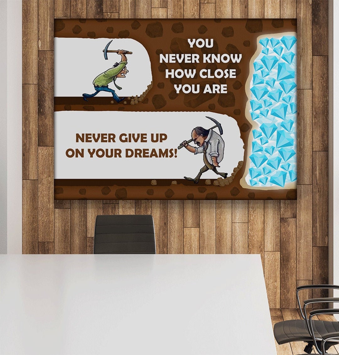 Never Give up Motivational Canvas Print Wall Office Decor, Never Gave ...