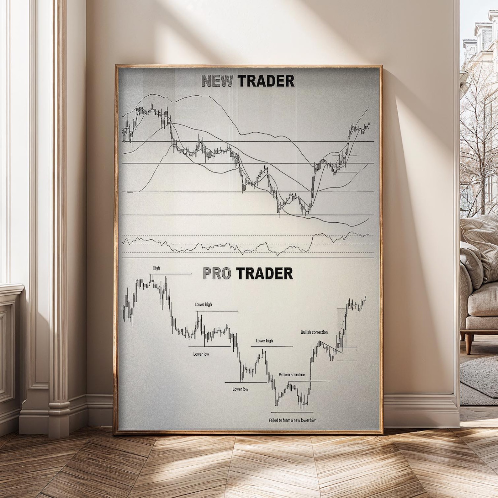 New Trader Vs Pro Trader Wall Art, Trading Psychology Poster, Forex ...