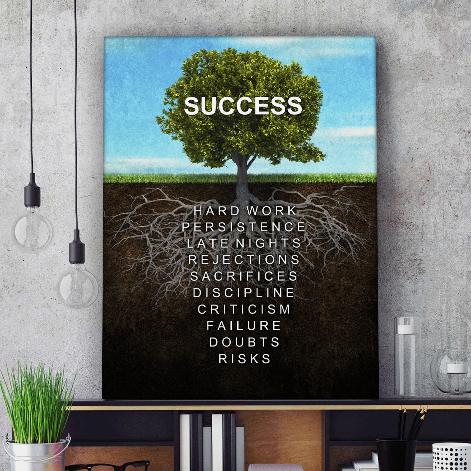 Success Tree Wall Art Motivational Canvas Print Office Decor - Etsy