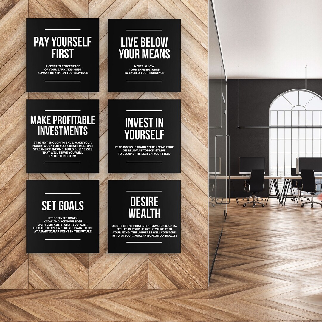 6x Money Investing Motivational Canvas Prints Investor Definitions Wall ...