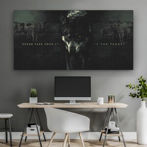 Wolf Hunting Motivational Wall Art, Wolve Quote Office Decor Canvas ...