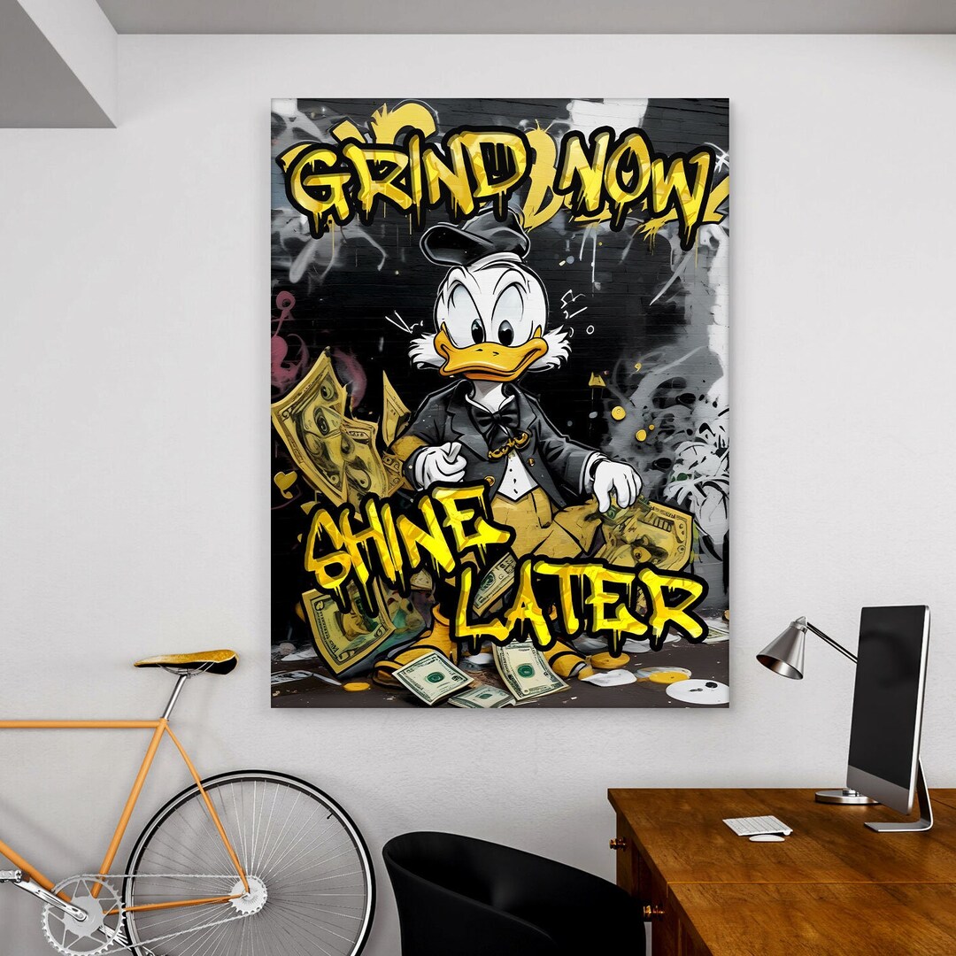 Grind Now Shine Later Motivational Wall Art Hustle Quote Canvas ...