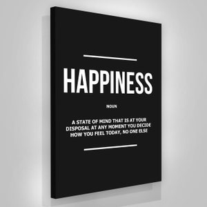 Happiness Noun Wall Art Modern Office Decor Happy Definition Canvas ...