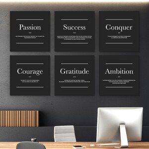 6x Definitions Bundle Office Decor Wall Art Canvas Prints Motivational ...