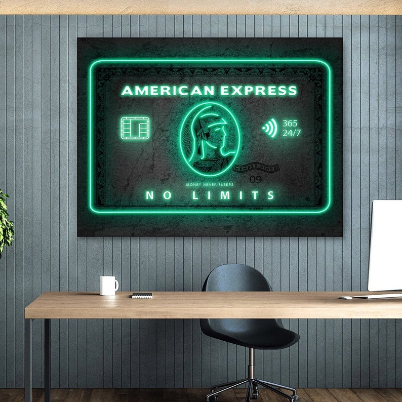 American Express Neon Motivational Wall Art No Limits Card - Etsy