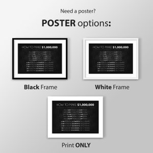 Motivational Wall Art for Home & Office - How to Make 1 Million Dollars ...