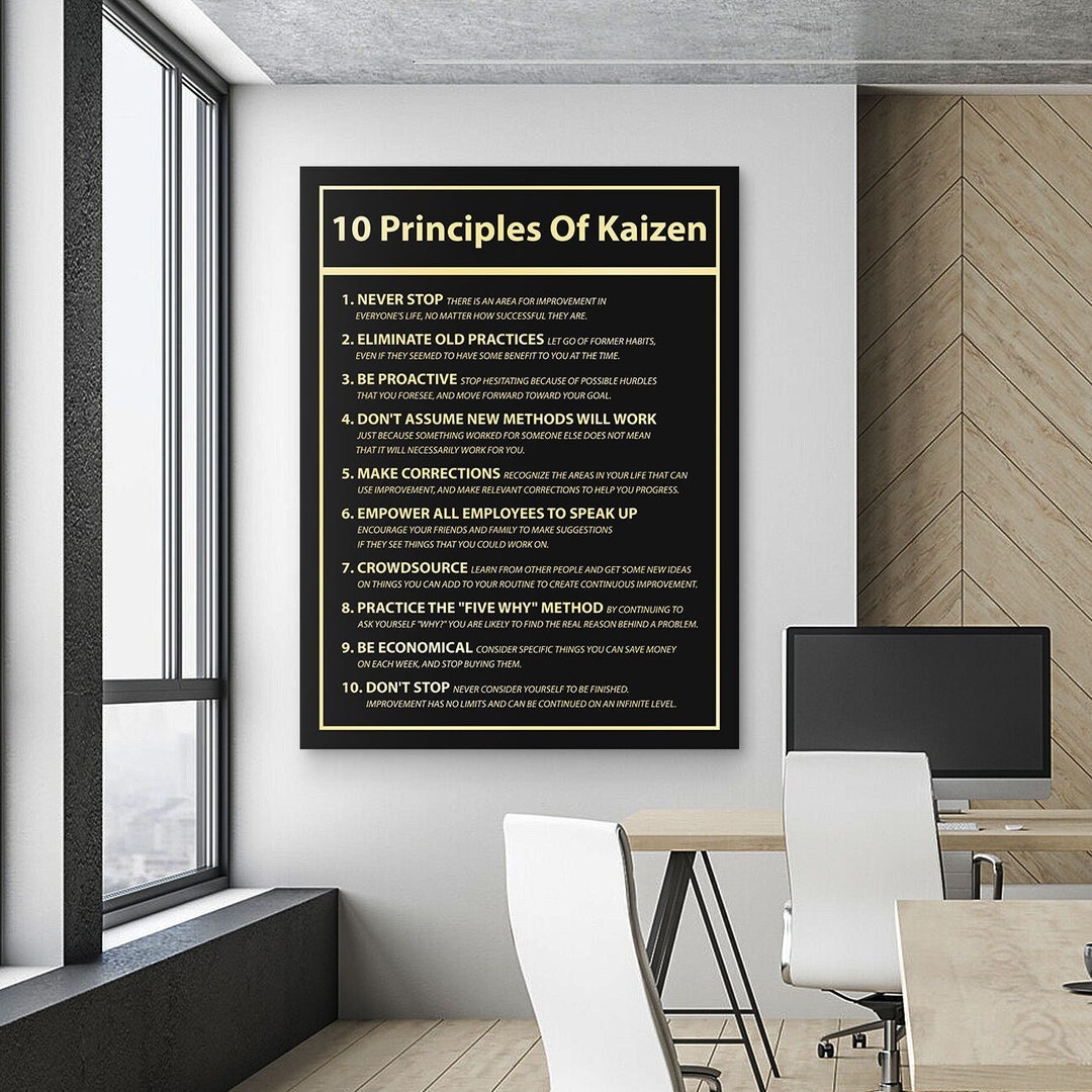Company Growth Sign Canvas Print - Principles of Kaizen Motivational ...