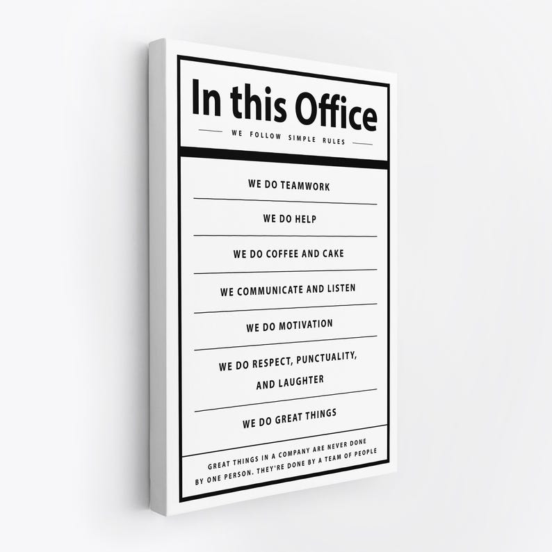 In This Office Wall Art | Office Rules Sign | Teamwork Motivation ...