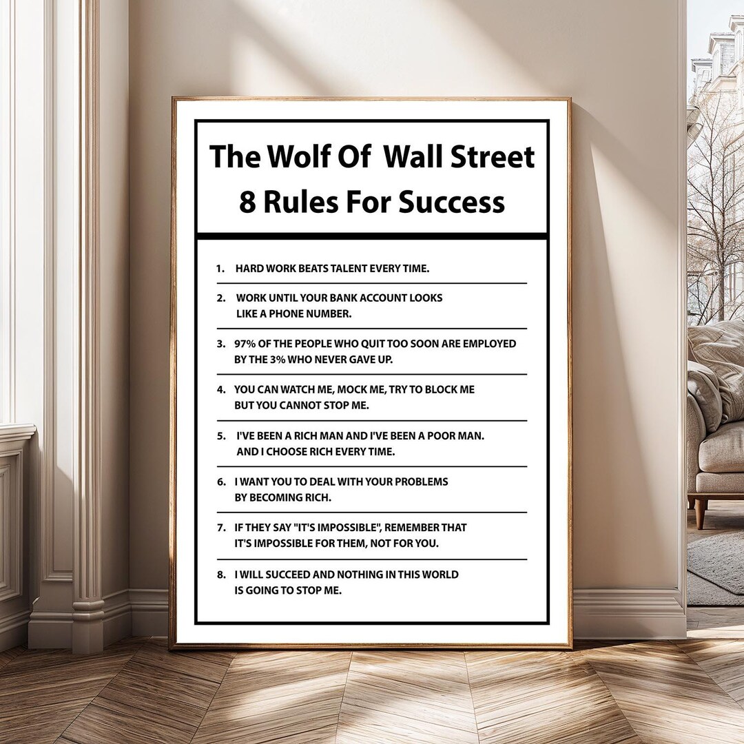 The Wolf of Wall Street Rules Canvas Print, Success Quote Wall Art ...