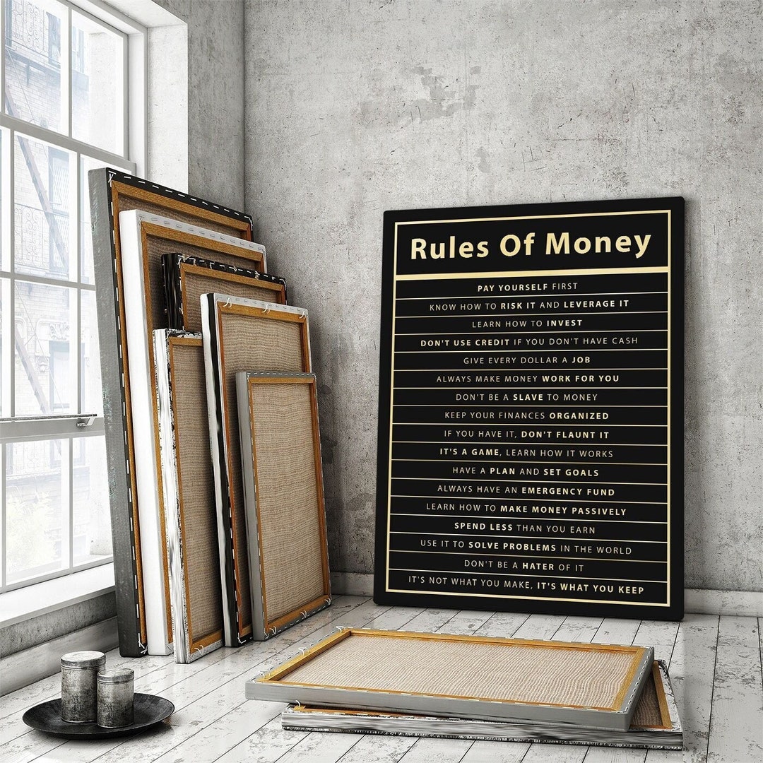 Rules of Money Motivational Wall Art Canvas Print Office Decor - Etsy