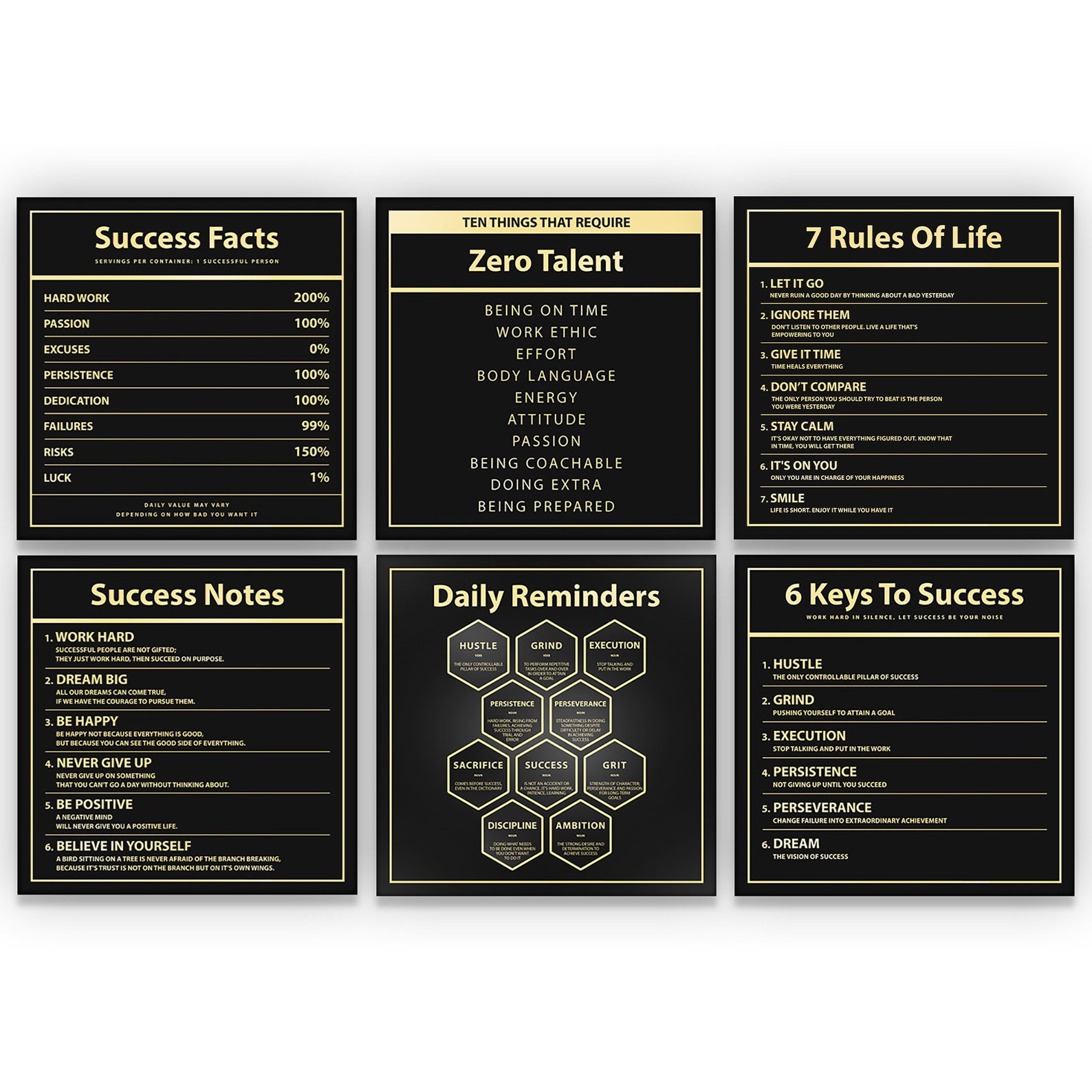 6x Success Office Decor Motivational Wall Art Canvas Prints - Etsy