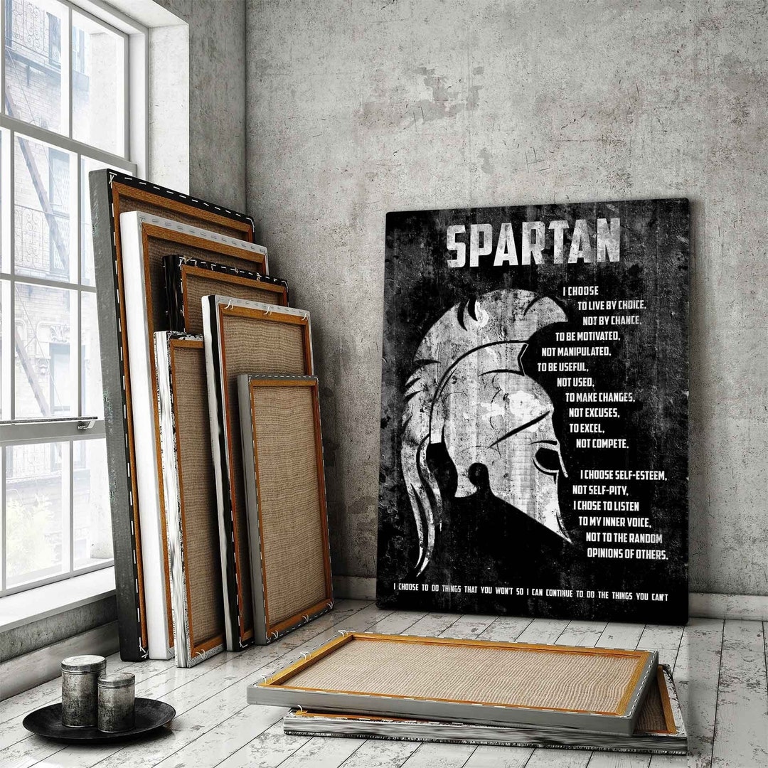 Spartan Warrior Wall Art I Choose Sparta Men Motivational Quote Canvas ...