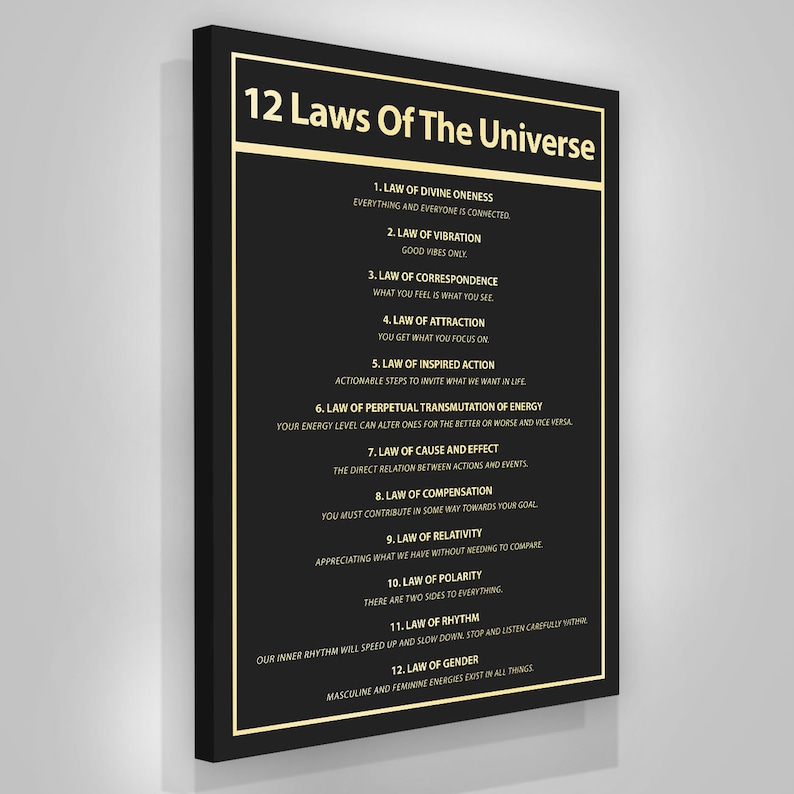 12 Laws Of The Universe Wall Art Manifestation Spiritual Etsy