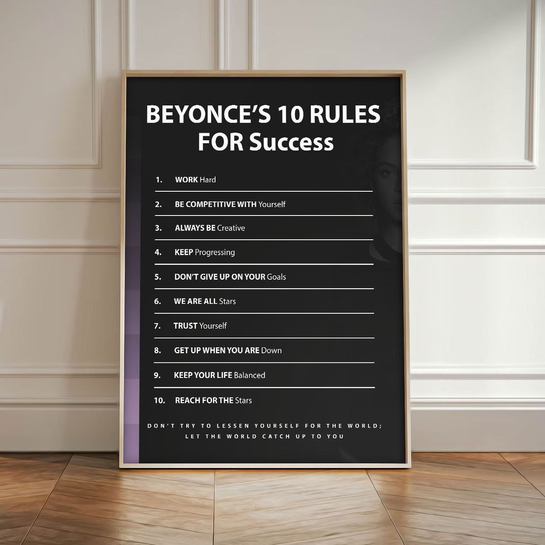 Beyonce 10 Rules for Success Wall Art Decor, Music Women Print Digital ...