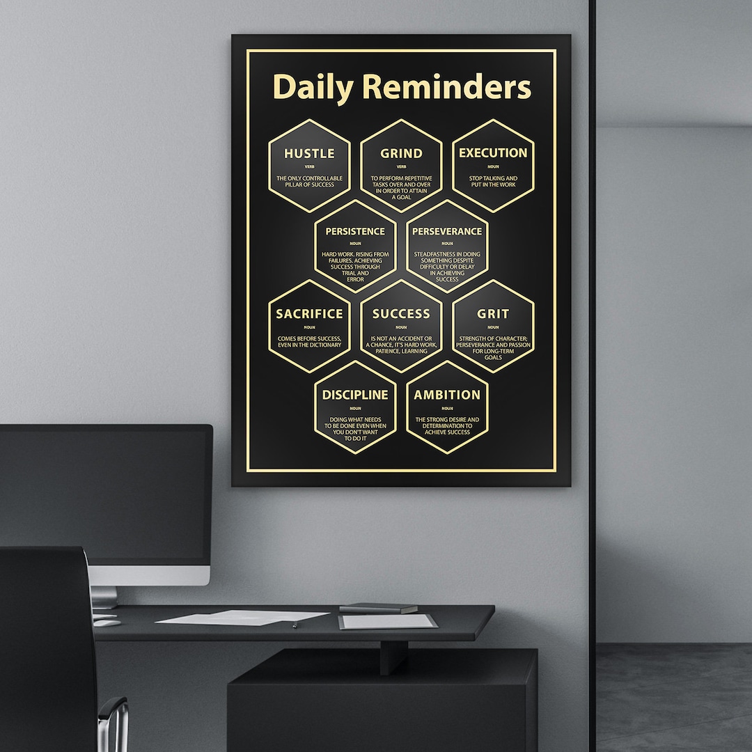 Daily Reminders Motivational Wall Art Canvas Print, Hustle Grind ...