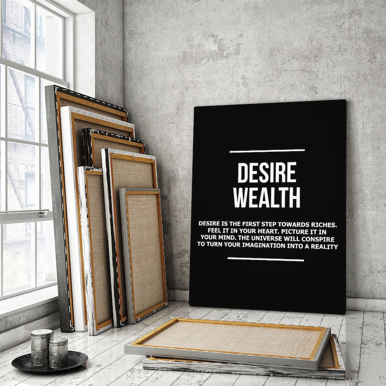Desire Wealth Money Vision Motivational Canvas Print Rich Entrepreneur ...
