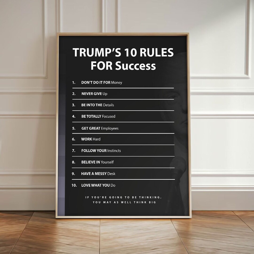 Donald Trump 10 Rules for Success Wall Printable, Motivation Decor ...