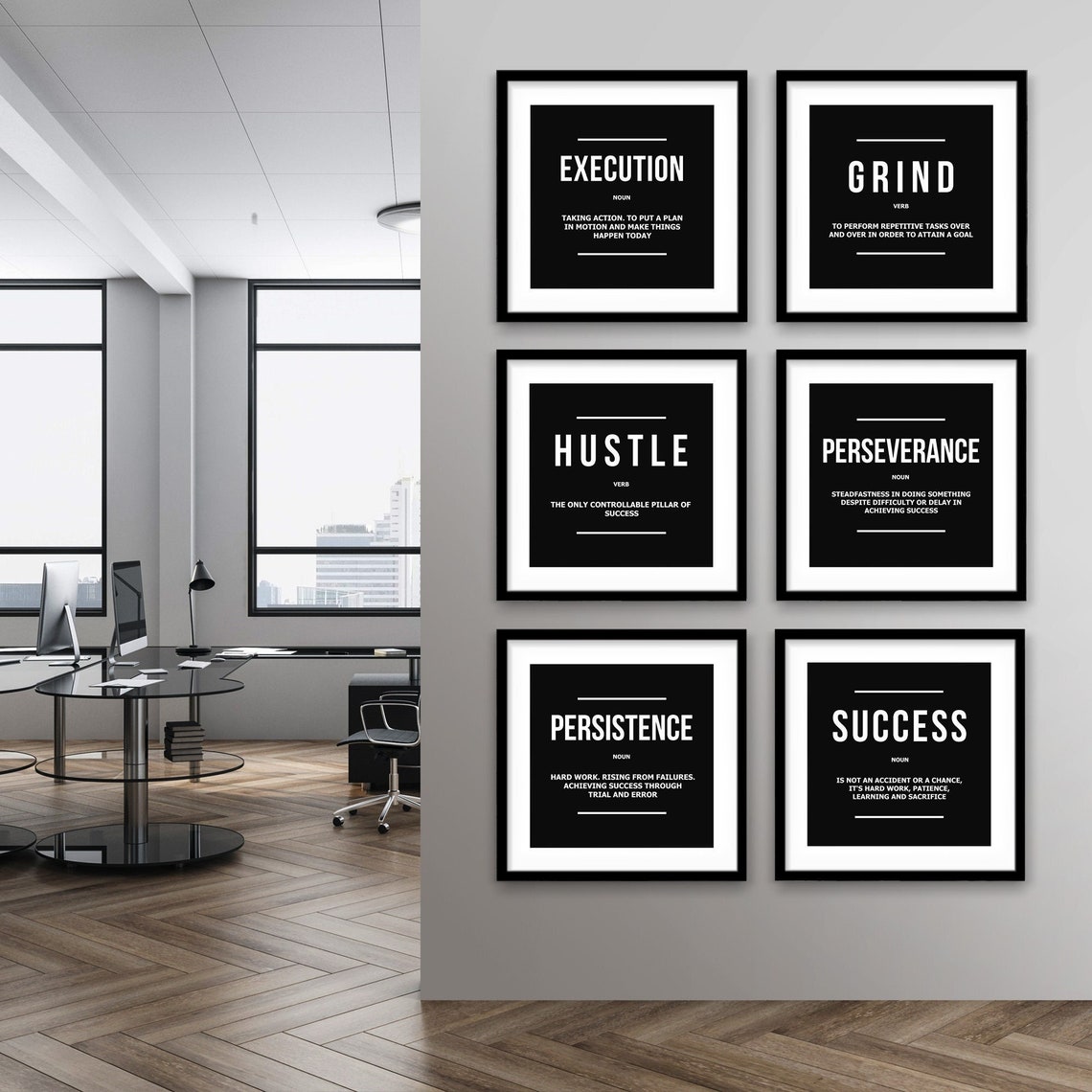 6x Framed Posters Motivational Wall Art Office Decor, Success Posters ...