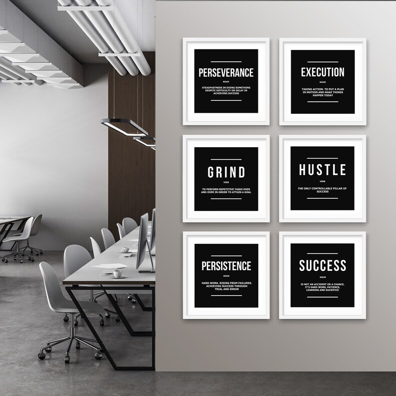 6x Framed Posters Motivational Wall Art Office Decor Success - Etsy