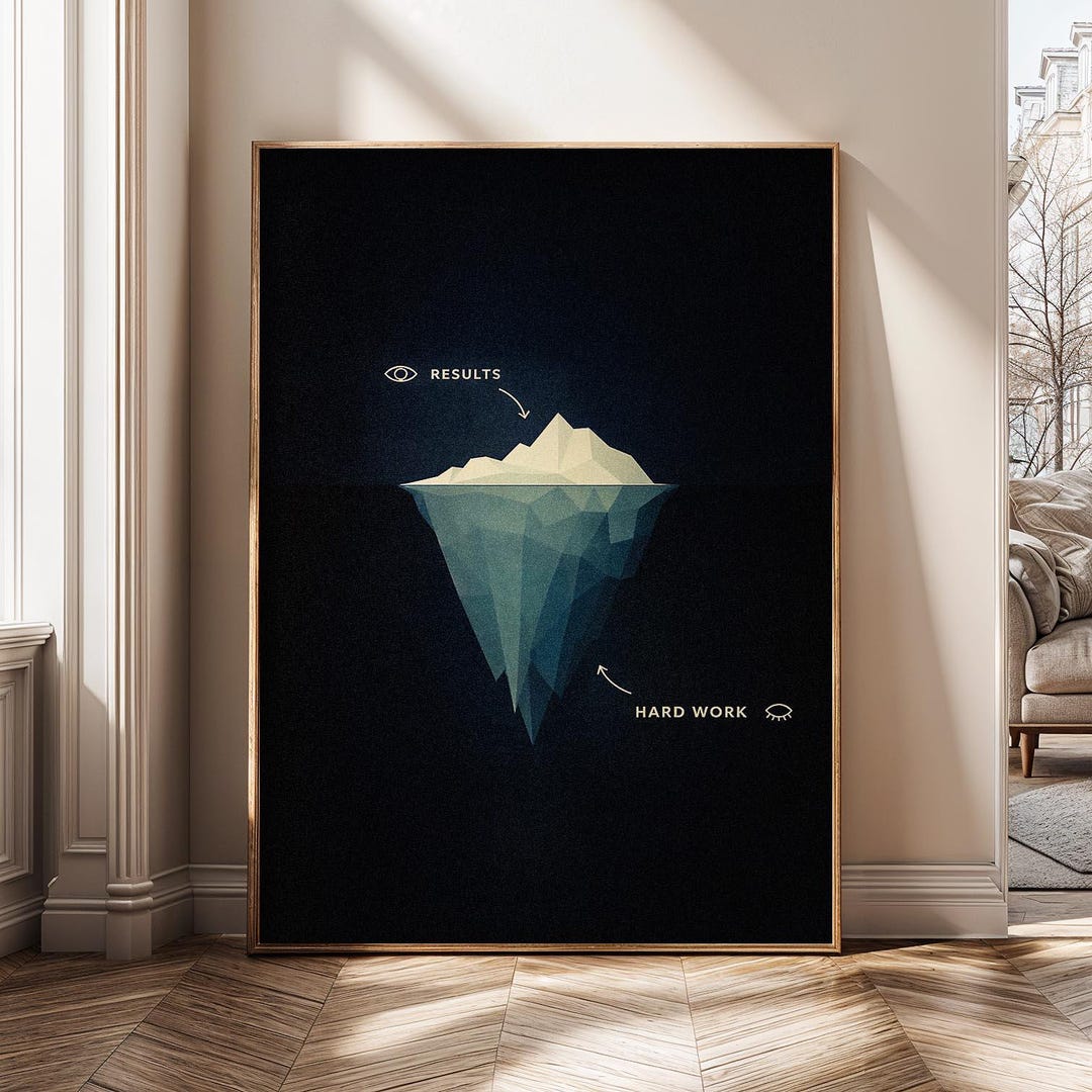 Hard Work is Hidden Wall Art, Iceberg Motivation Poster, Results Take ...