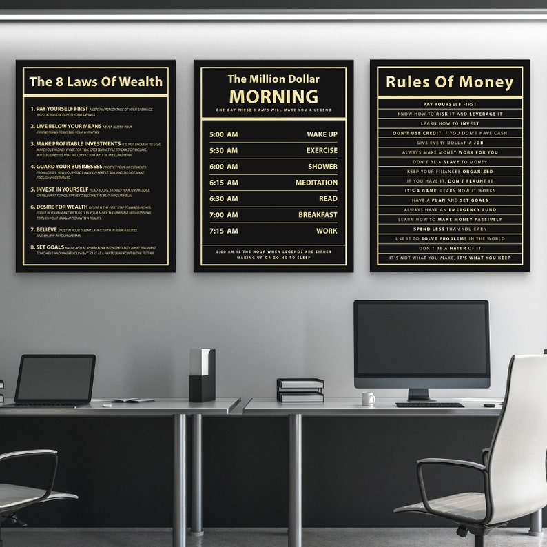 3 Pieces Money Wealth Motivational Millionaire Canvas Prints - Etsy