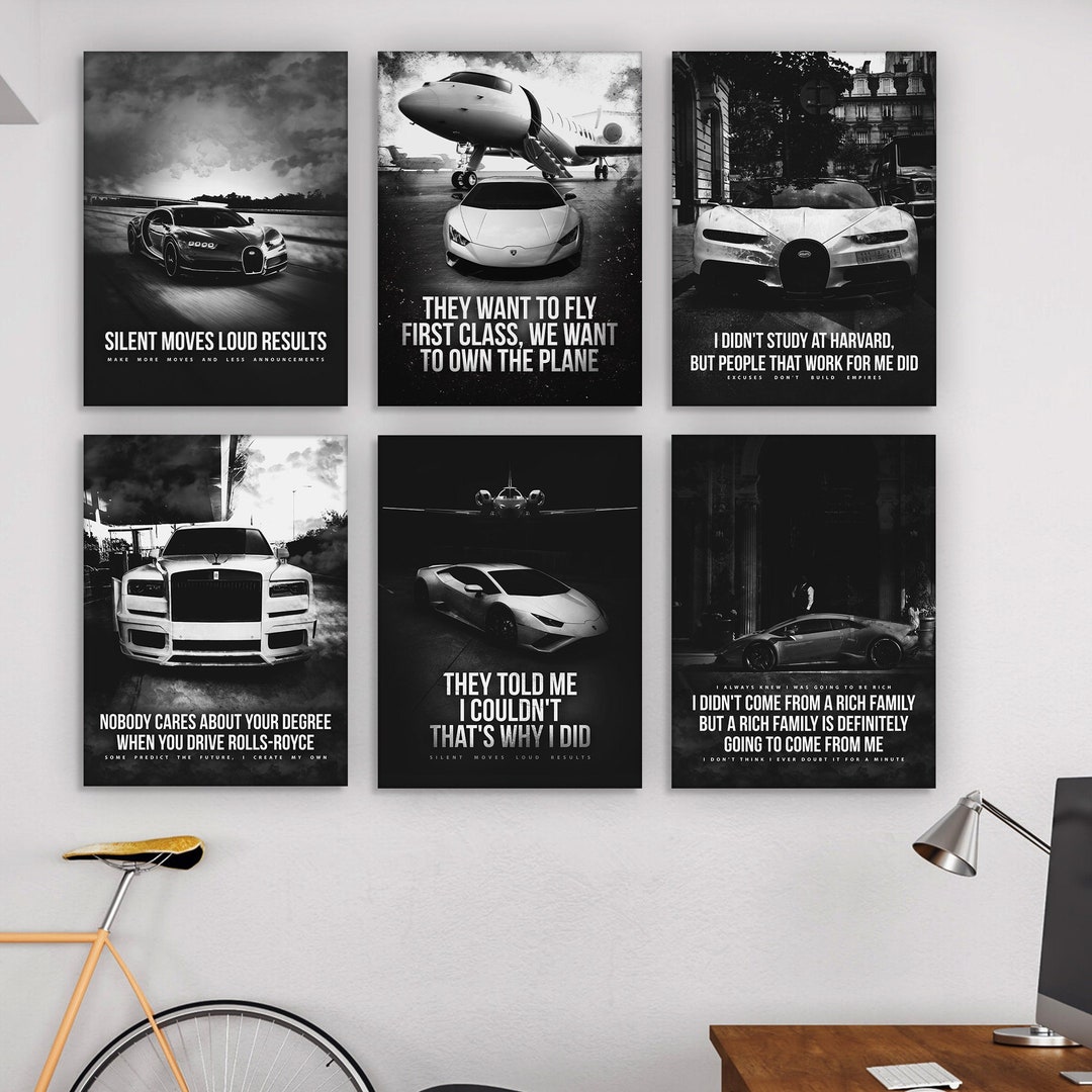 6x Entrepreneur Mindset Wall Art, Success Quotes, Motivational Canvas ...