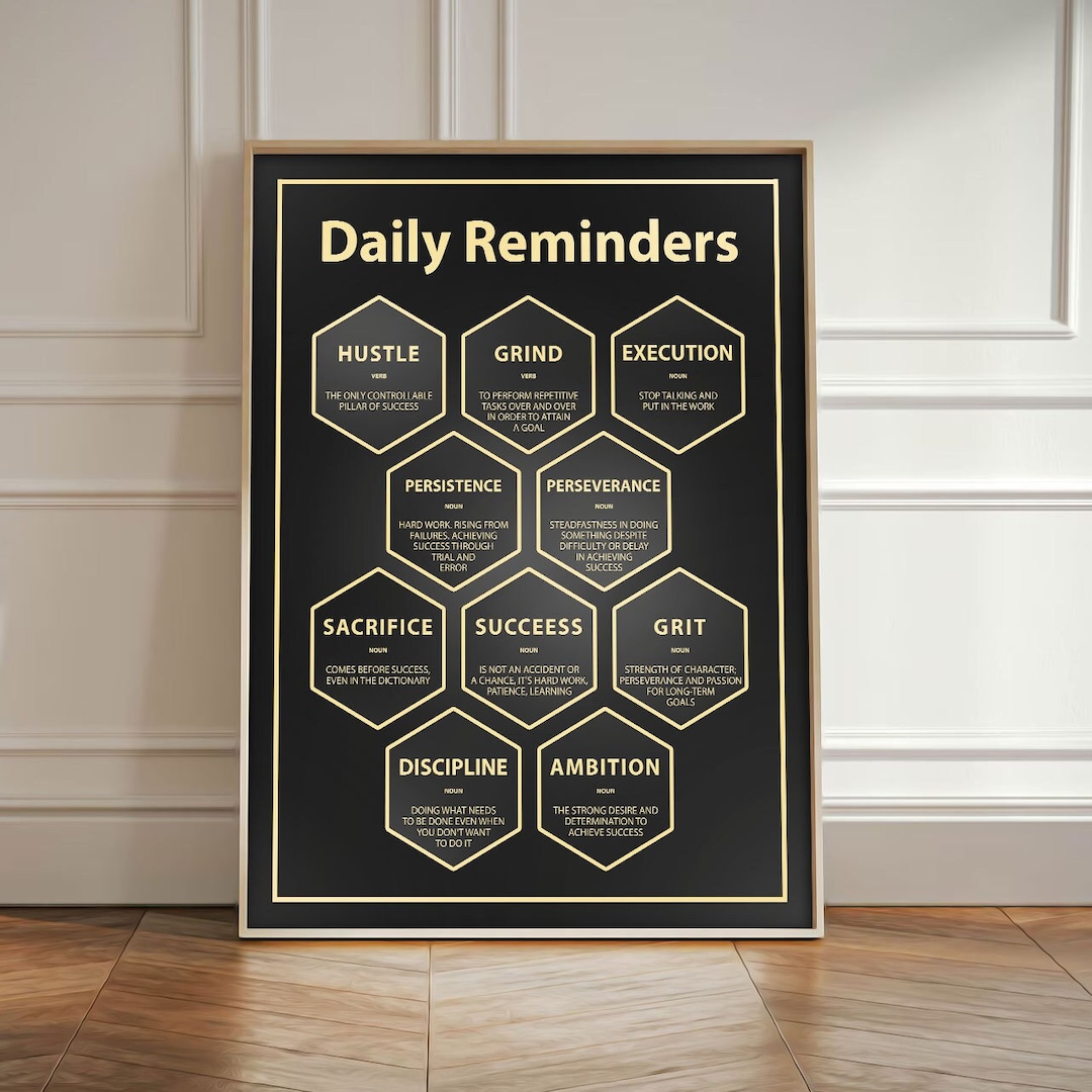 Daily Reminders Motivational Canvas Print Modern Wall Art Office Decor ...