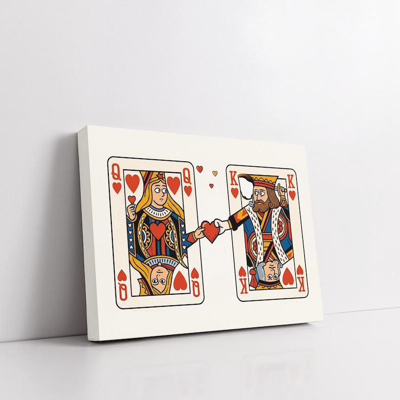King & Queen Playing Card Wall Art, Retro Poker Canvas Print, Casino ...