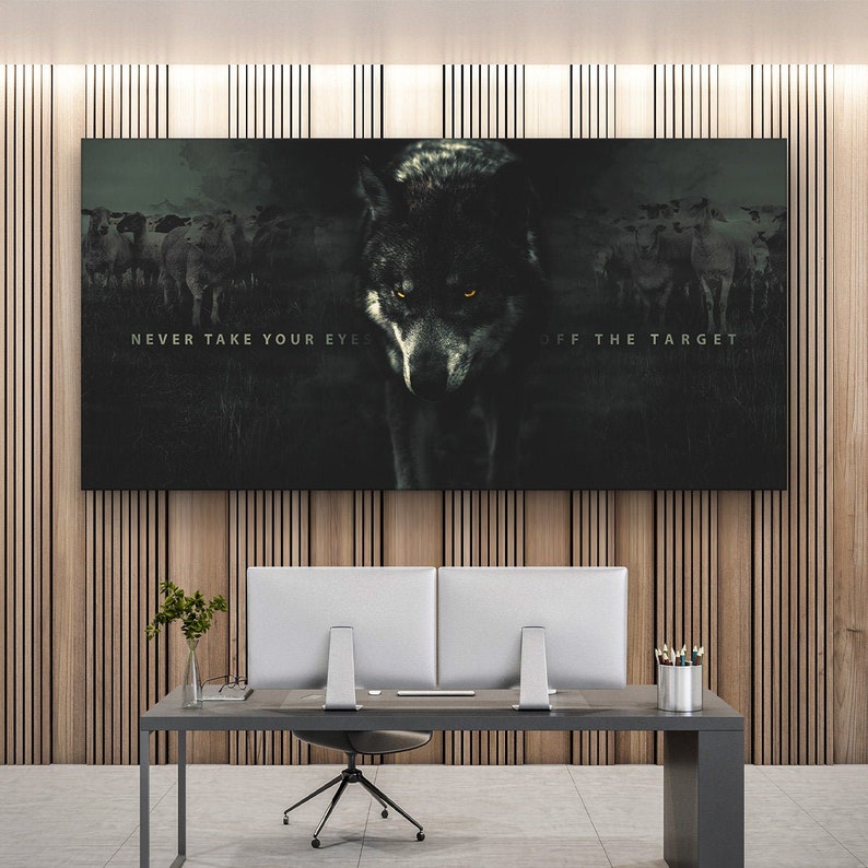 Wolf Hunting Motivational Wall Art Wolve Sign Quote Office - Etsy