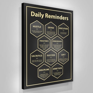 Daily Reminders Motivational Canvas Print Modern Wall Art Office Decor ...