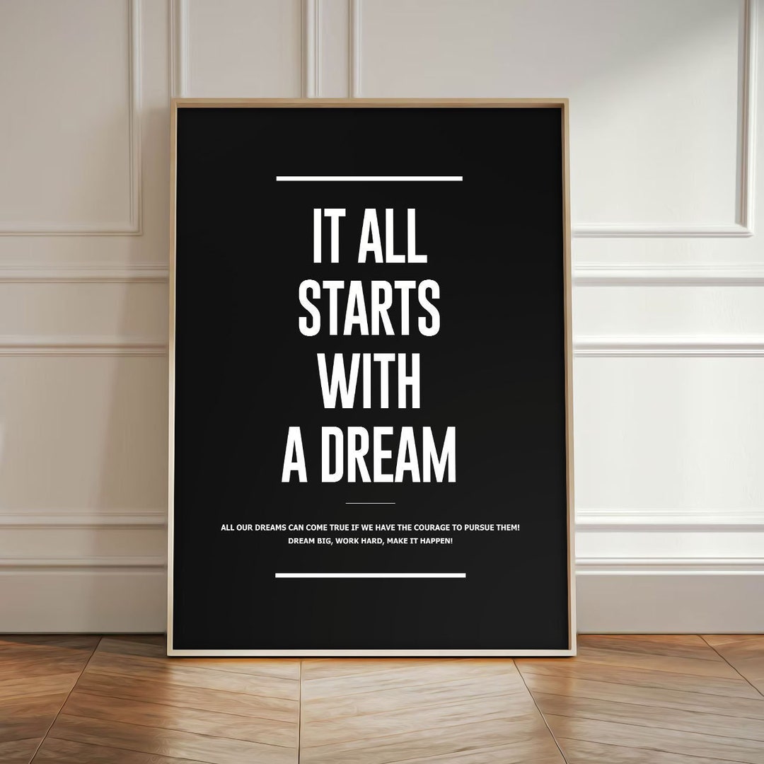 Dream Big Inspirational Quote Canvas Print, Office Wall Decor ...