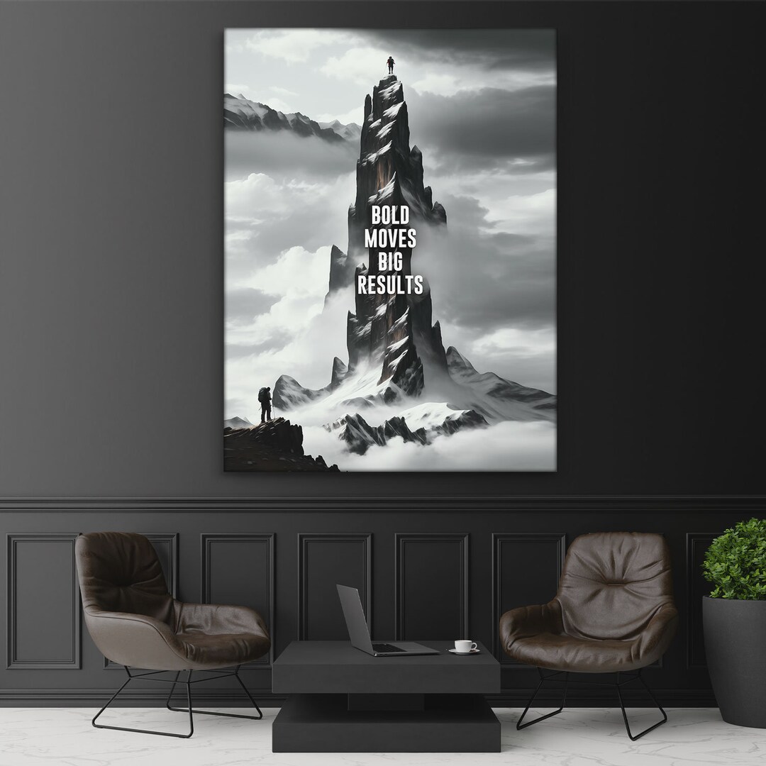Bold Moves Big Results Wall Art – Motivational Mountain Canvas Print ...