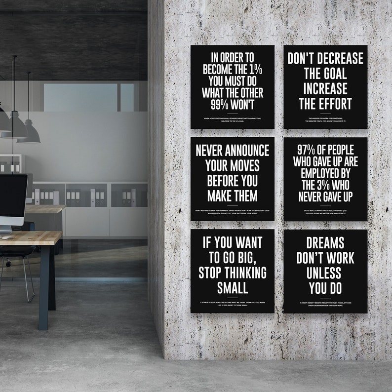 Entrepreneur Success Office Decor, 6 Motivational Canvas Prints Modern ...