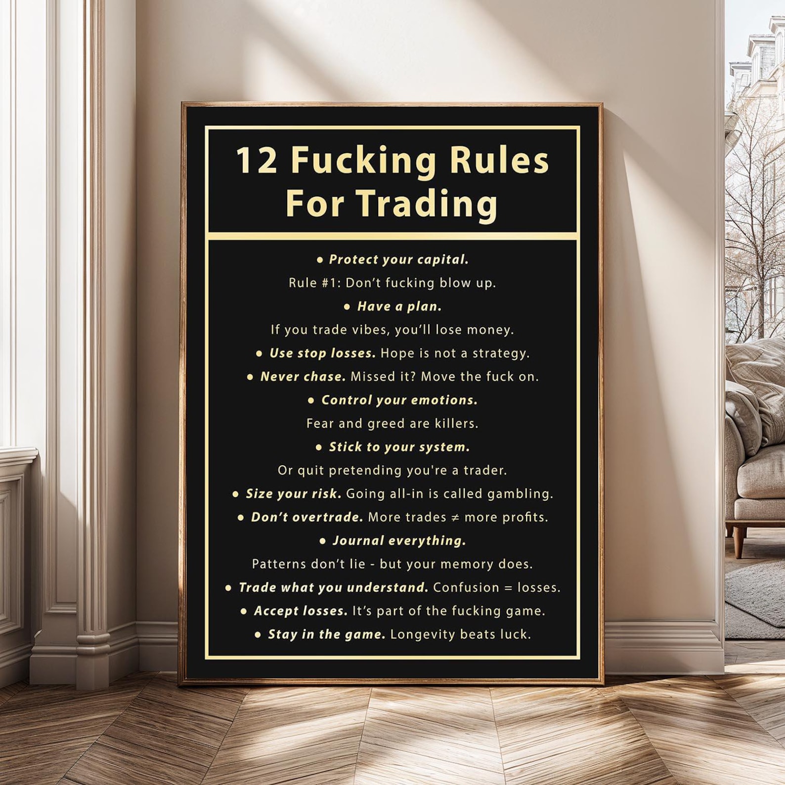 Trading Rules Wall Art, Trader Mindset Poster, Stock Market Canvas ...
