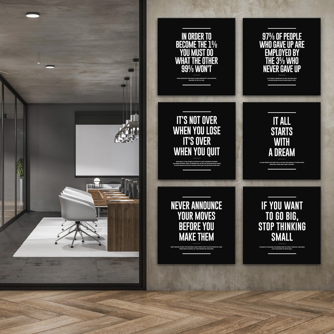 6x Entrepreneur Motivation Quotes Wall Modern Office Decor Success ...