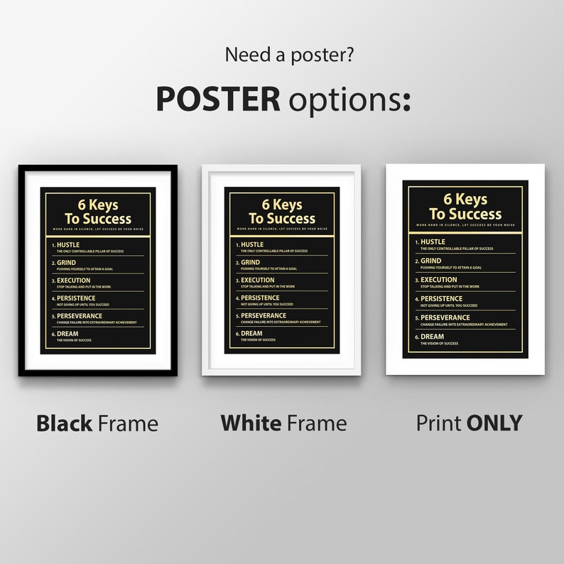 6 Keys to Success Wall Art Motivational Modern Art Canvas | Etsy