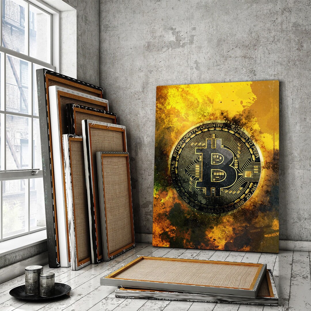 Bitcoin Investing Canvas Print, Cryptocurrency Trader Office Decor ...