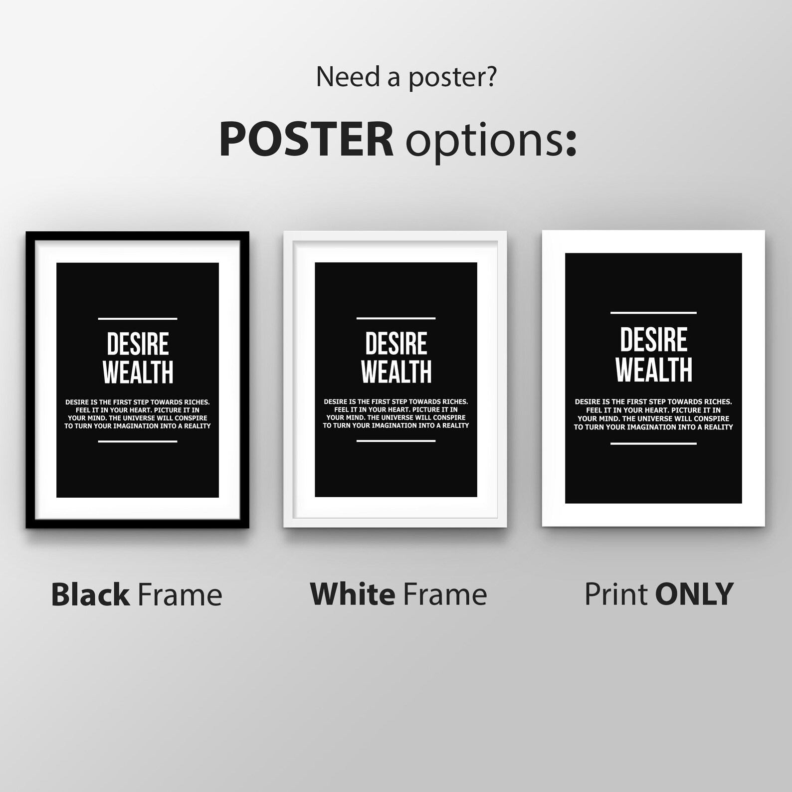 Desire Wealth Money Vision Motivational Canvas Print Rich Entrepreneur ...