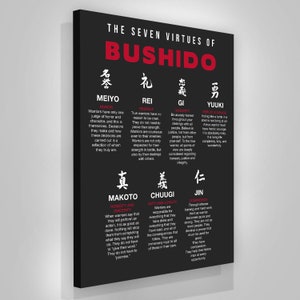 The Seven Virtues of Bushido Wall Art Japan Samurai Canvas Japanese ...
