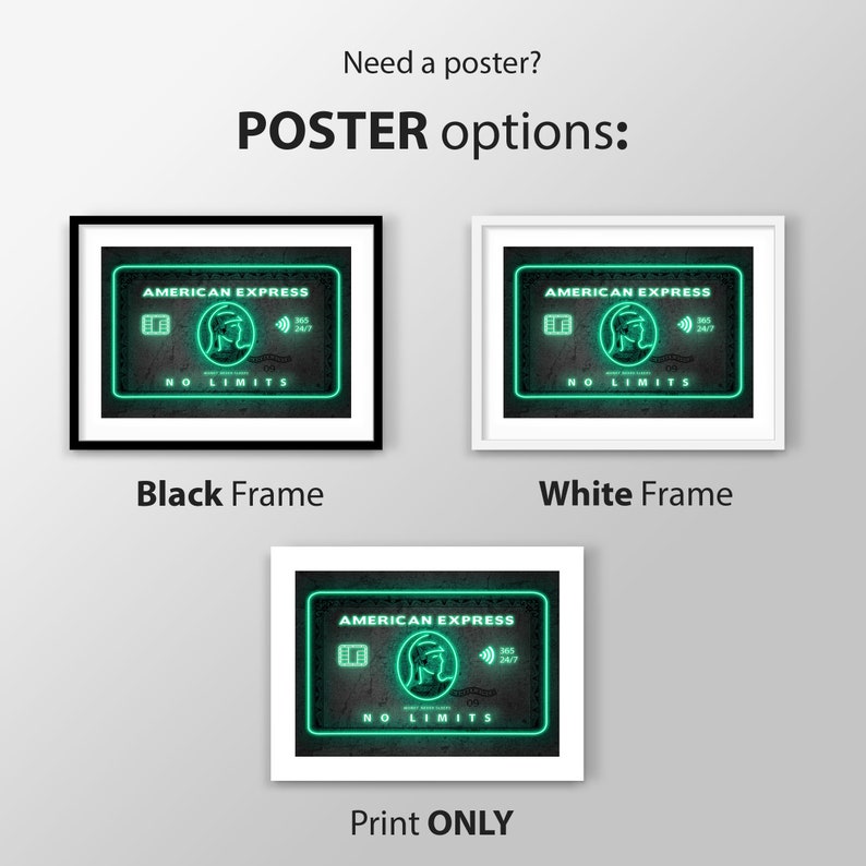 American Express Neon Motivational Wall Art No Limits Card - Etsy