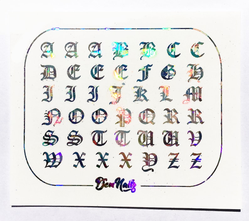 Large Old English Letters Nail Decals Vegan Cruelty-free - Etsy